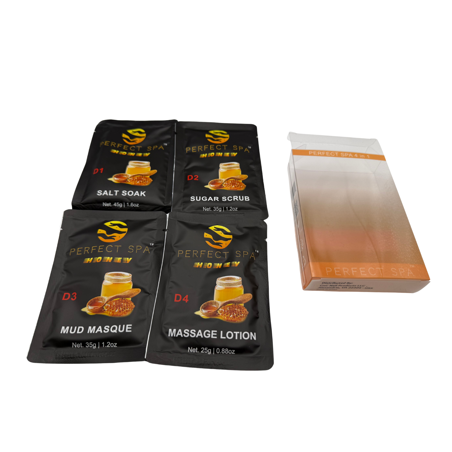 Perfect Spa Honey 4-Step Pedicure Kit – Box of 50 | Softening & Nouris ...